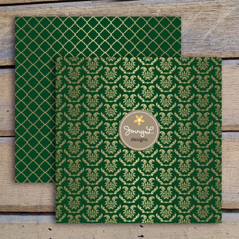 Gold and Forest Green Digital Papers (82787) | Backgrounds | Design Bundles