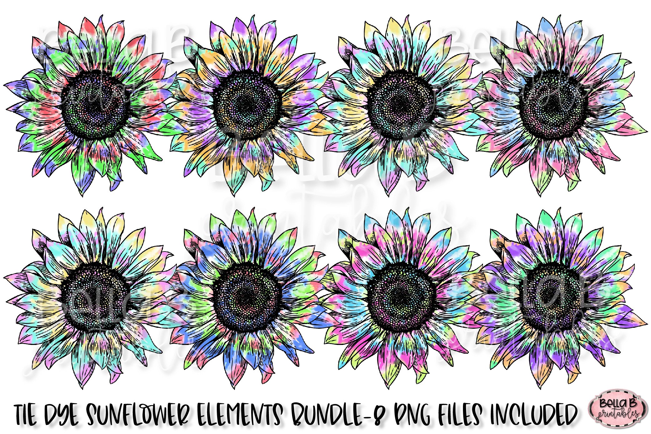 Tie Dye Sunflower Sublimation Elements Bundle (551218) | Sublimation ...