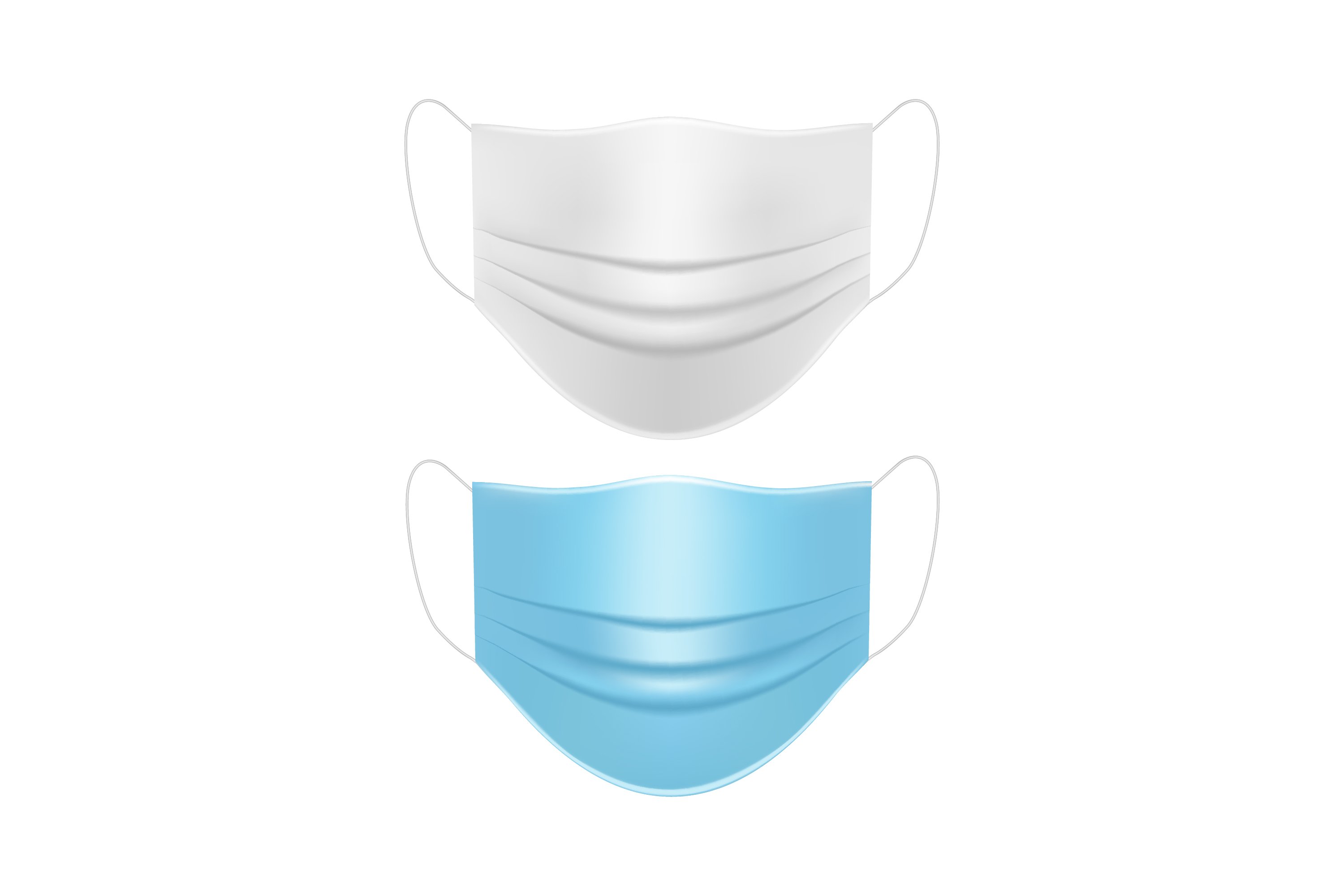 Medical face masks white and blue mockup (1000064) | Vectors | Design ...