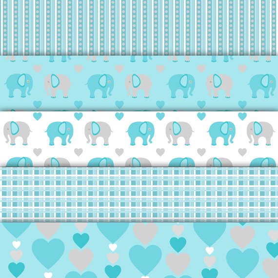 Digital paper pack Elephant (42945) | Backgrounds | Design Bundles