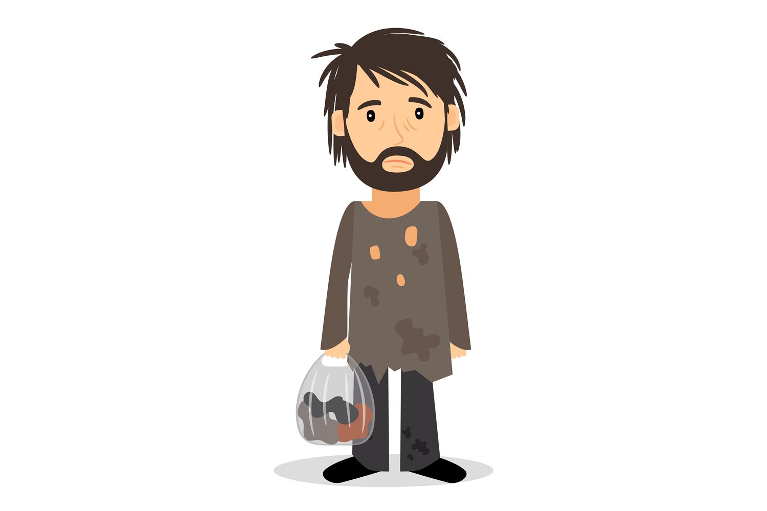 Homeless. Shaggy man in dirty rags (770698) | Illustrations | Design ...