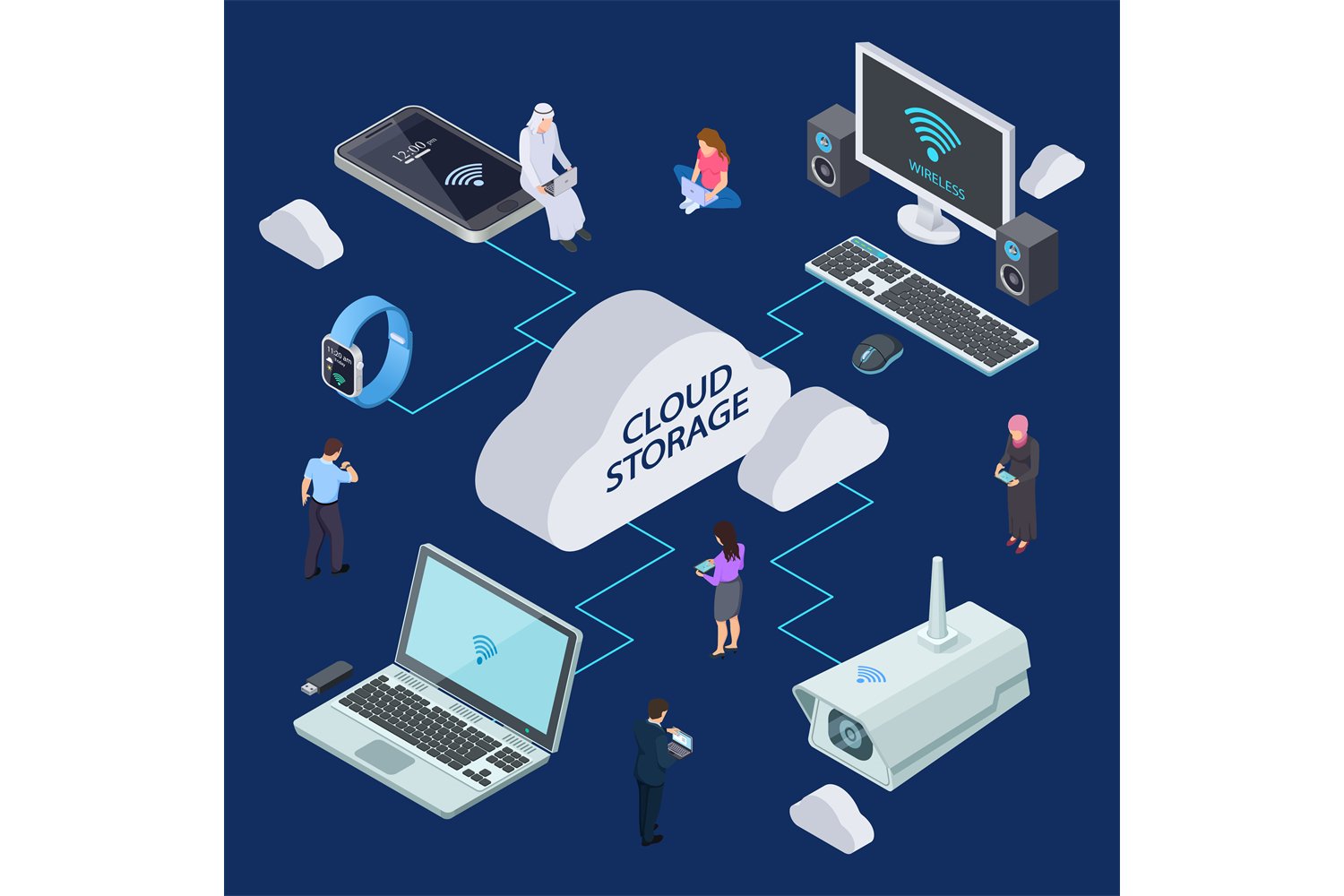 Isometric cloud service vector concept. Cloud storage illust (1182264 ...