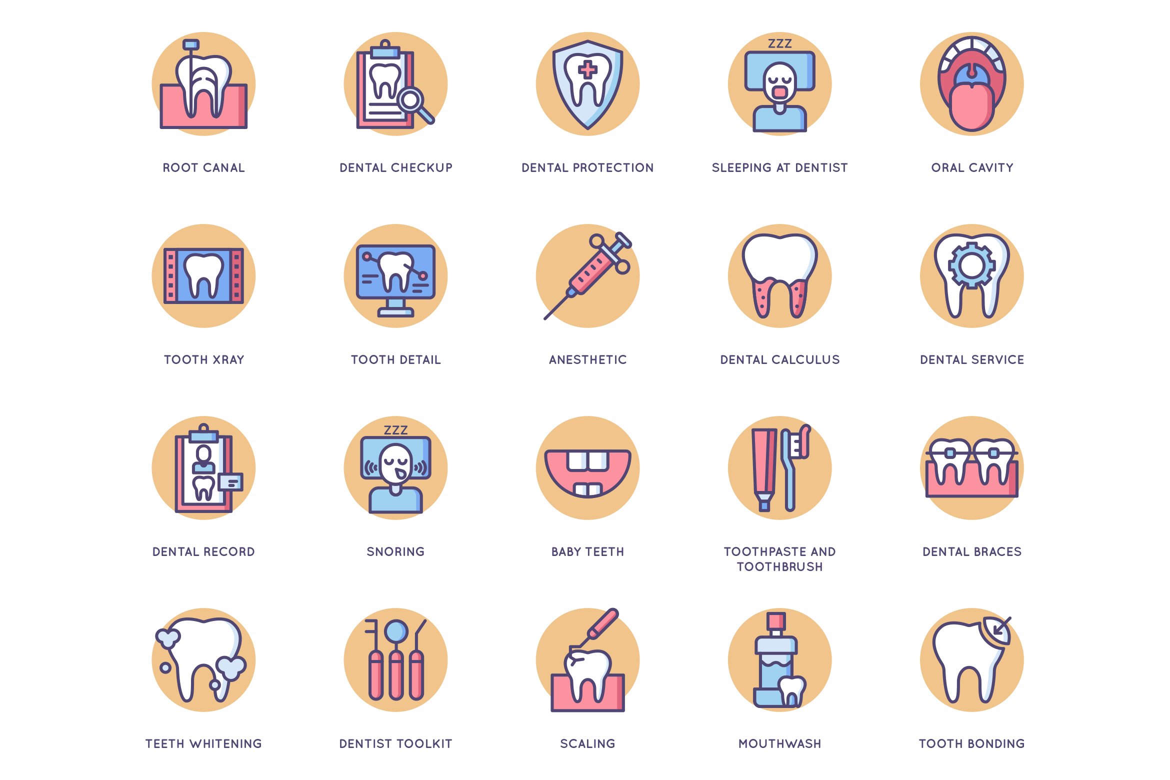 57 Dental Icons Butterscotch Series (369533) | Icons | Design Bundles