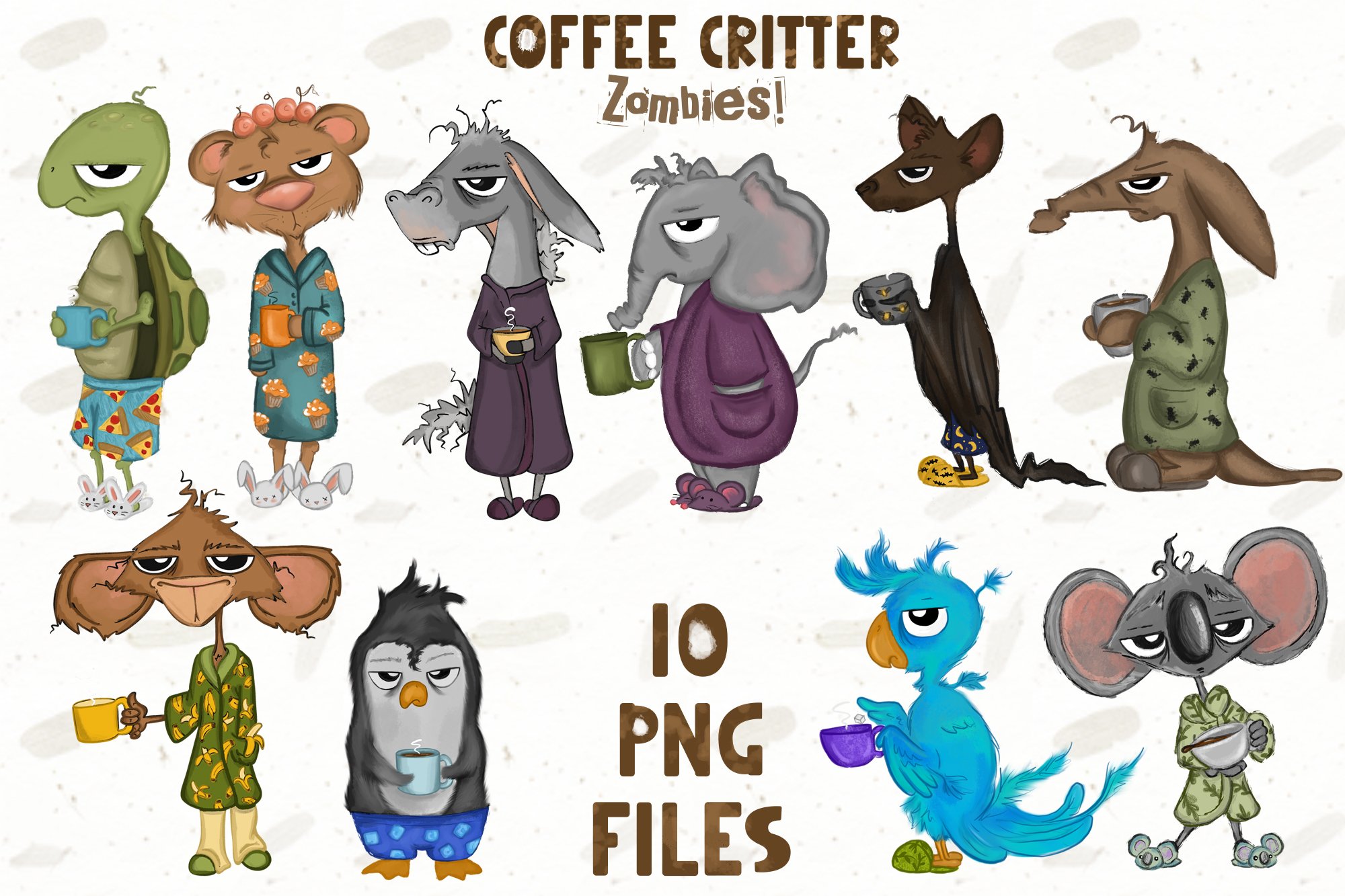 Coffee Animals | Caffeinated Animals | Coffee Clipart | PNG (533861 ...