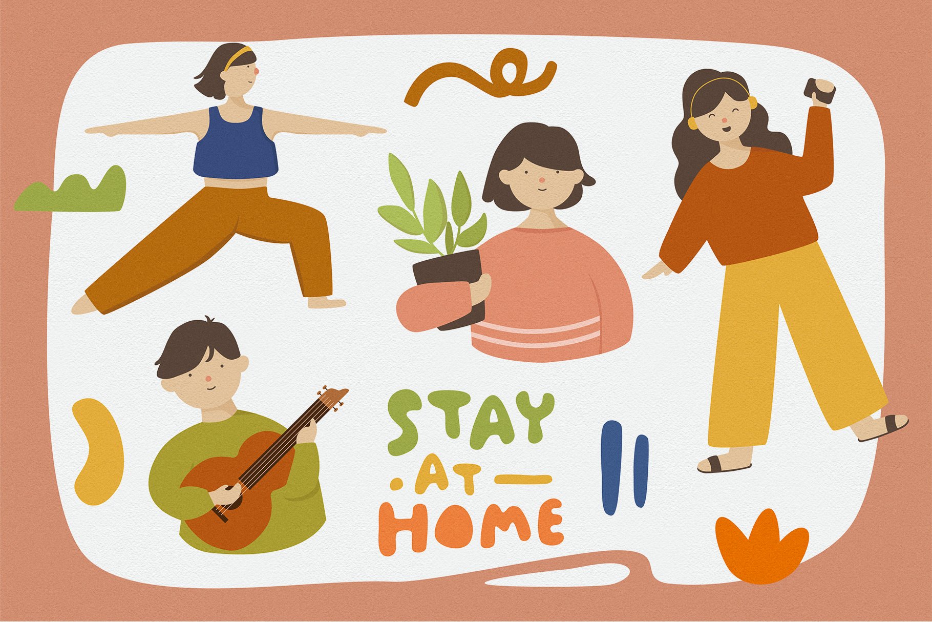 Stay at Home Activities Vector Clipart Pack (557696) | Illustrations ...