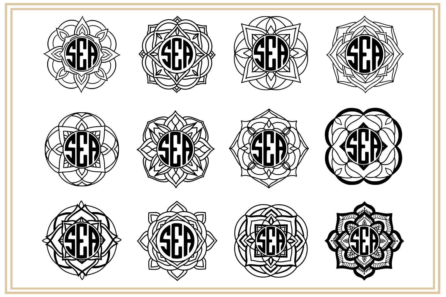 Mandala Monogram. EPS, PNG, SVG (153569) | SVGs | Design Bundles