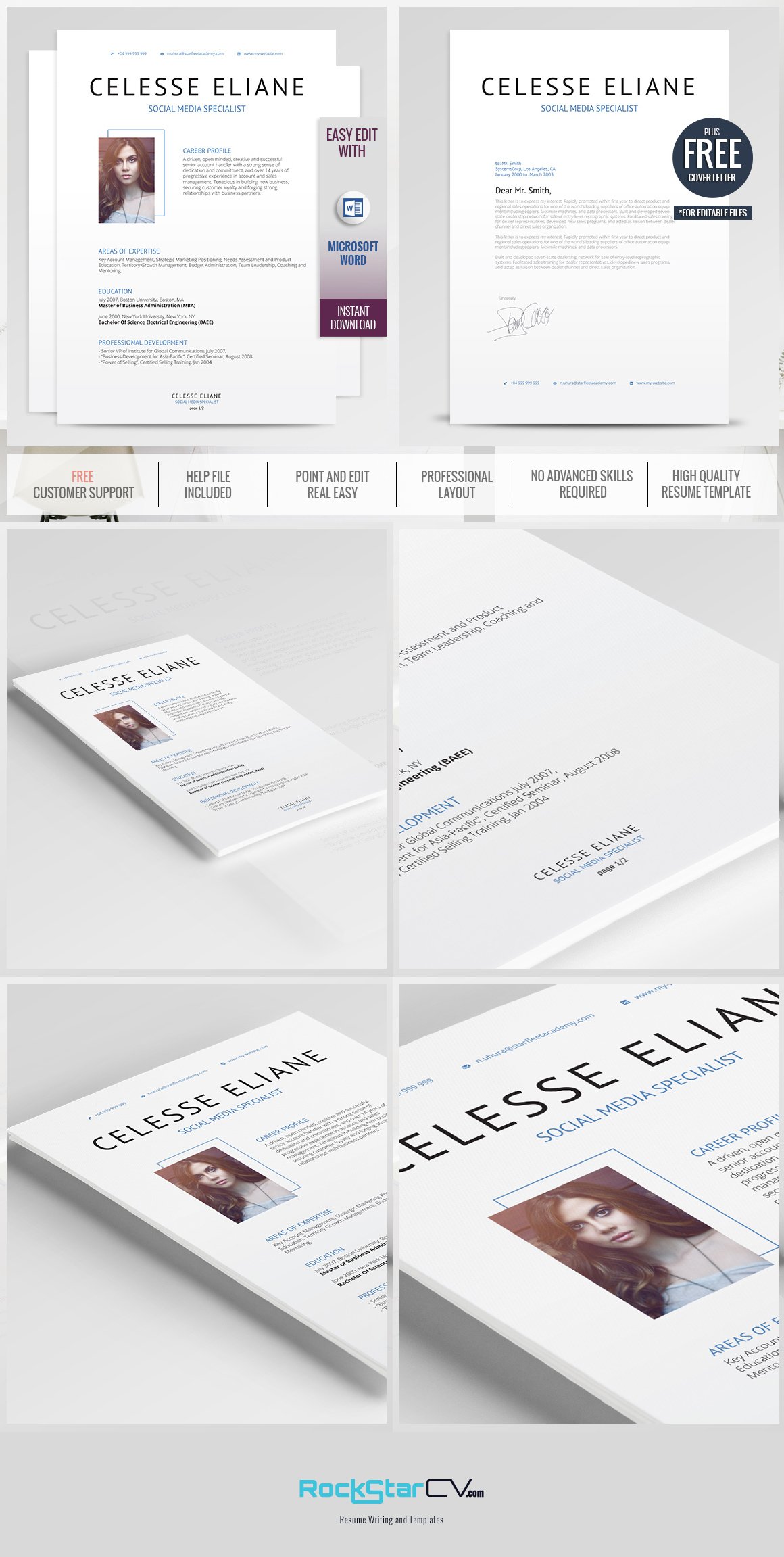 Resume Template Celesse (72274) | Resume Templates | Design Bundles