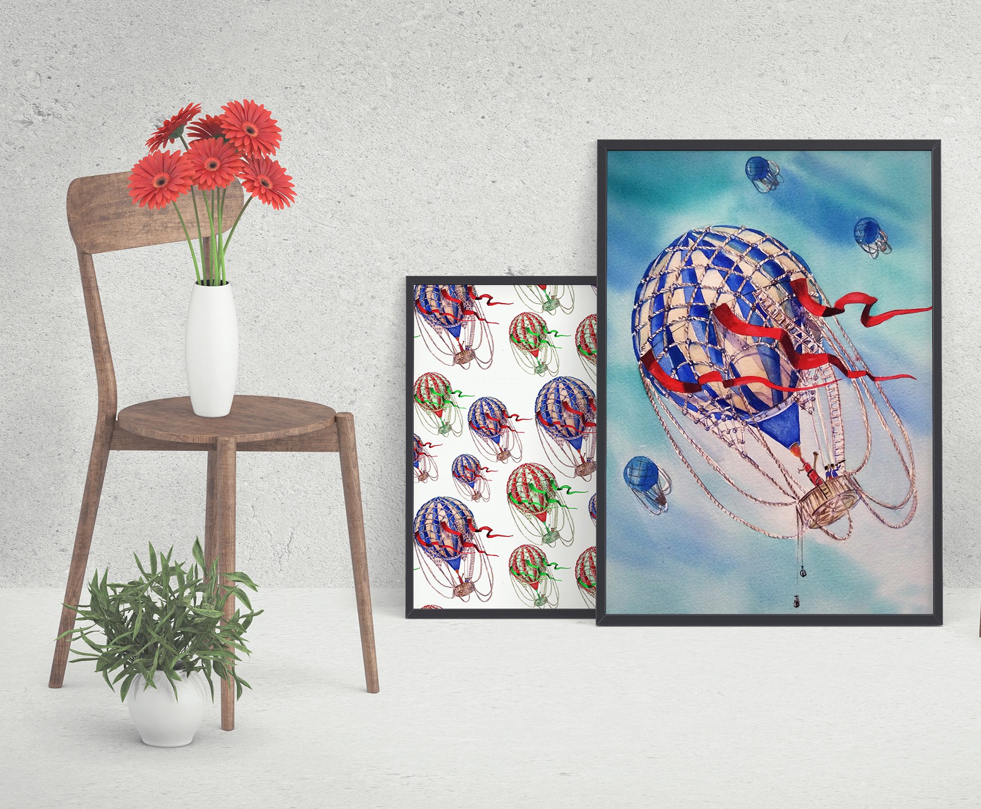 Balloon, balloon poster, watercolor print (539504) | Illustrations ...