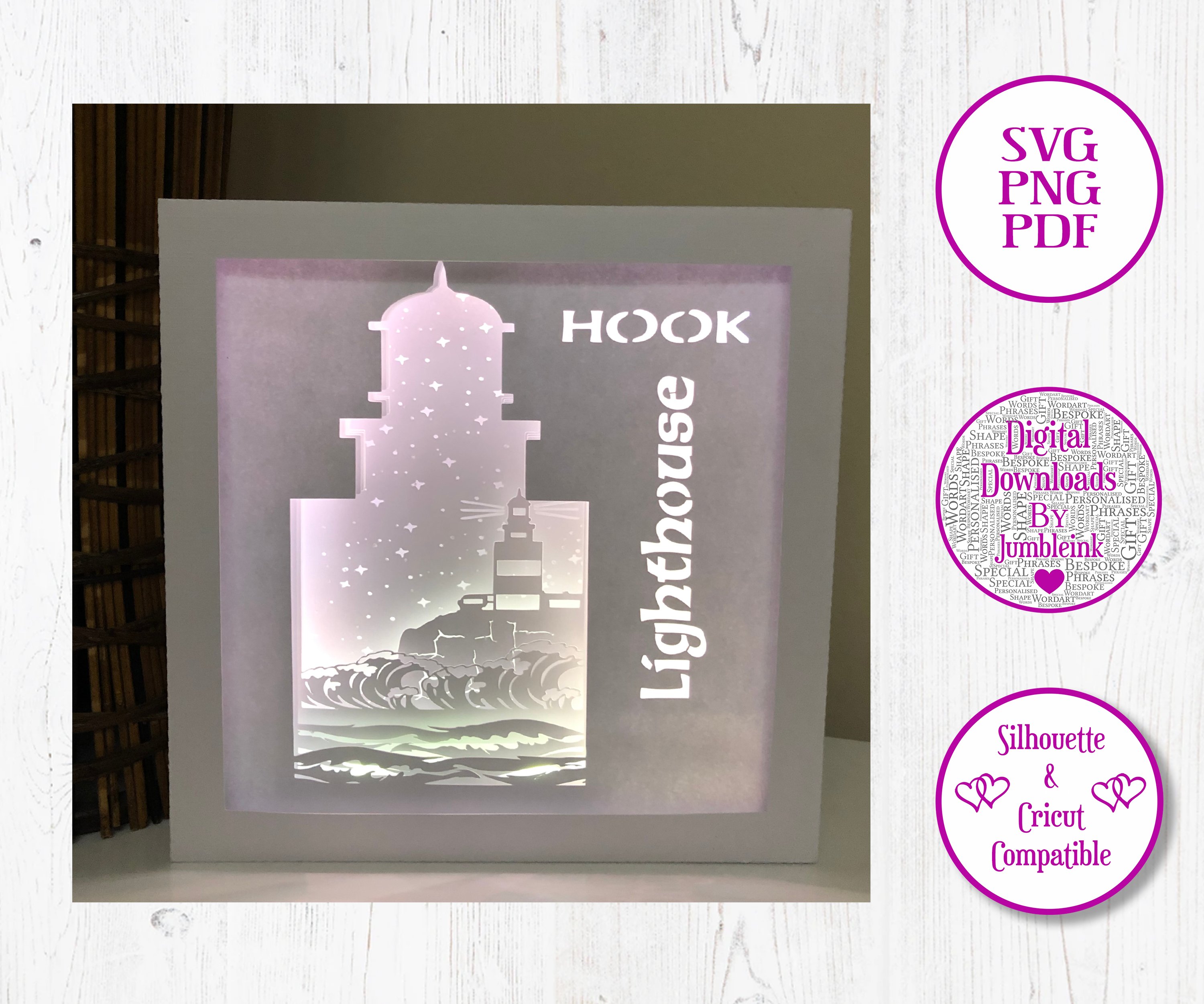 Hook Lighthouse - 3D Paper Cut Template Light Box (784664) | Cut Files ...