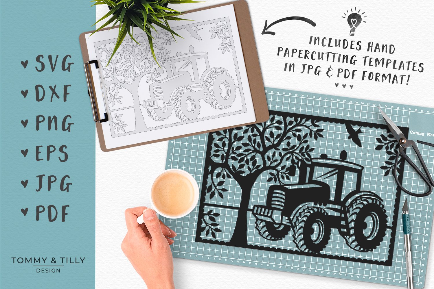 Tractor Scene - SVG DXF PNG EPS JPG PDF Cutting File (111144) | SVGs ...