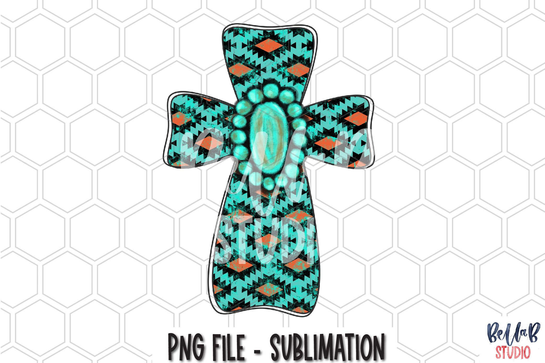 Tribal Aztec Cross Turquoise Gem Sublimation Design (1322564 ...