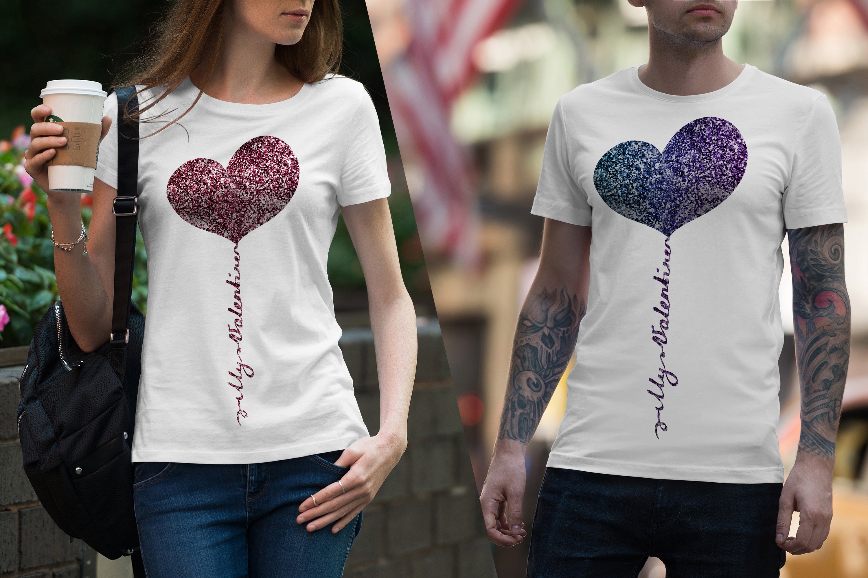 Sublimation Couples Valentine Glitter hearts bundle-PNG (1149860 ...