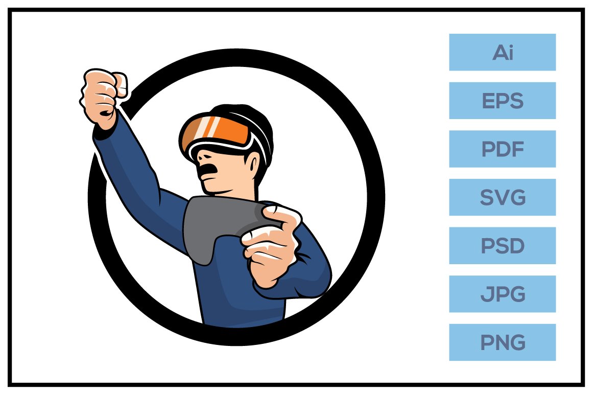 Virtual reality vr game player design illustration (1436602) | Logos ...