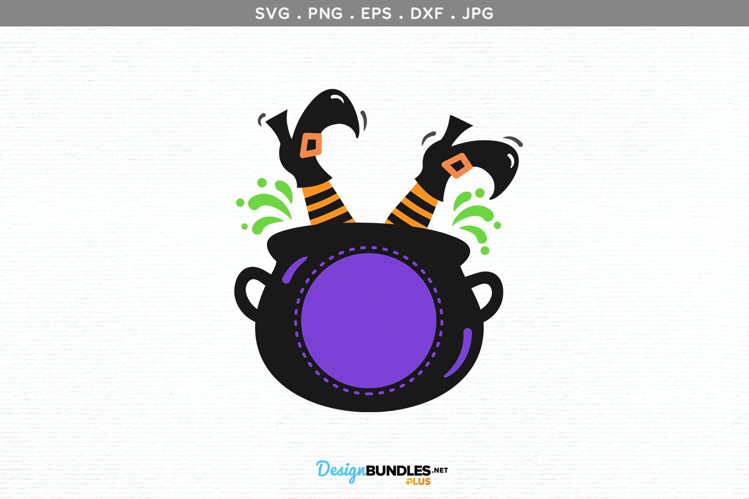 Halloween Monogram Frame | Witch Legs in Cauldron