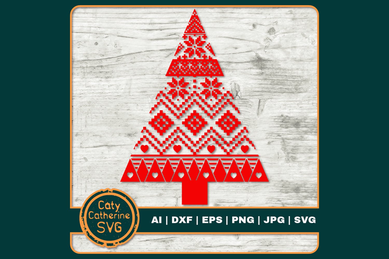Scandinavian Nordic Pattern Christmas Tree SVG Cut File (1079036) | Cut ...