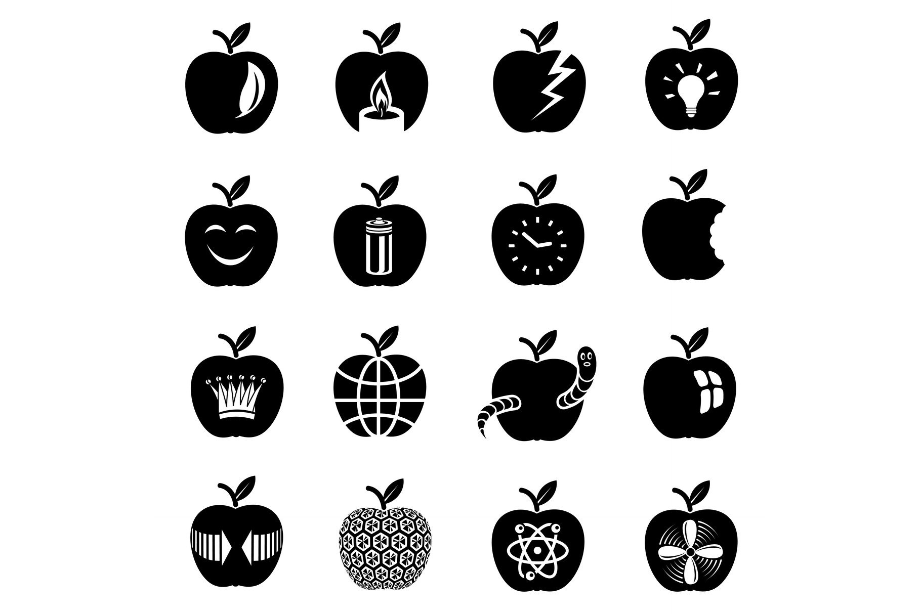 Apple logo icons set, simple style (359106) | Illustrations | Design ...
