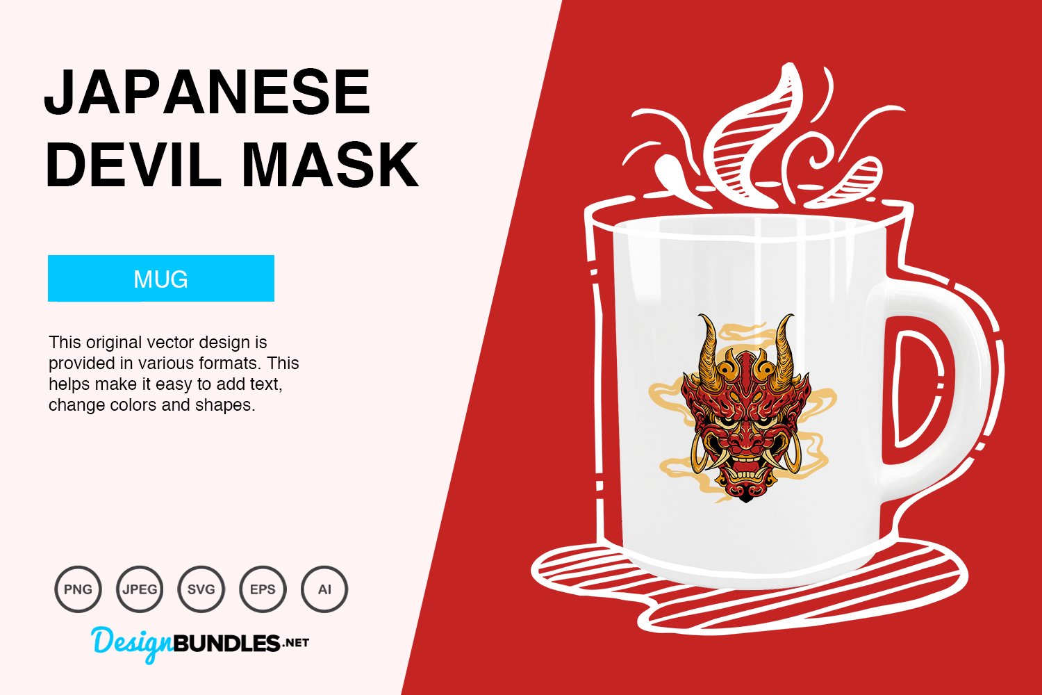 Japanese Devil Mask Vector Illustration
