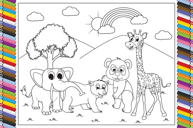 coloring animals for kids (1100187) | Printables | Design Bundles