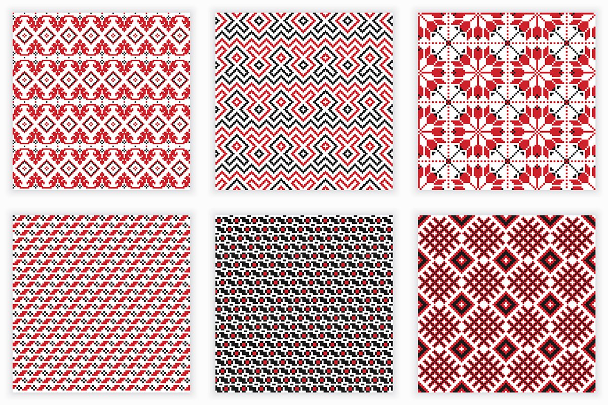 Slavic folk embroidery seamless patterns (1131226) | Patterns | Design ...