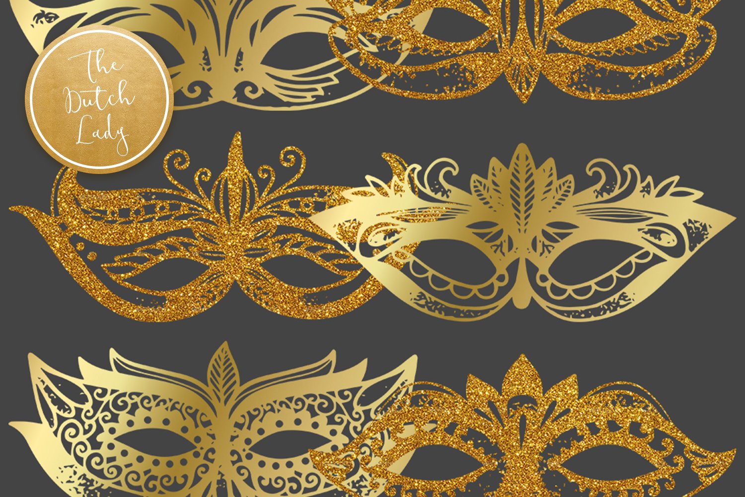 Gold Masquerade Masks Clip Art