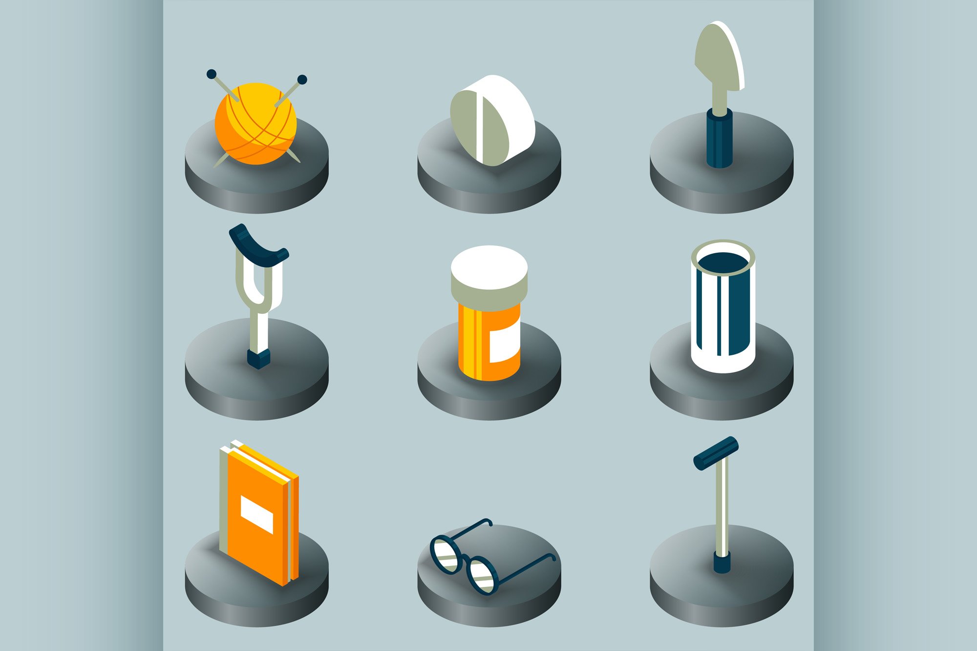 Old age color isometric icons (750617) | Illustrations | Design Bundles