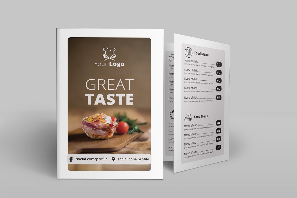 Food Menu Bi-Fold Brochure (326332) | Brochures | Design Bundles