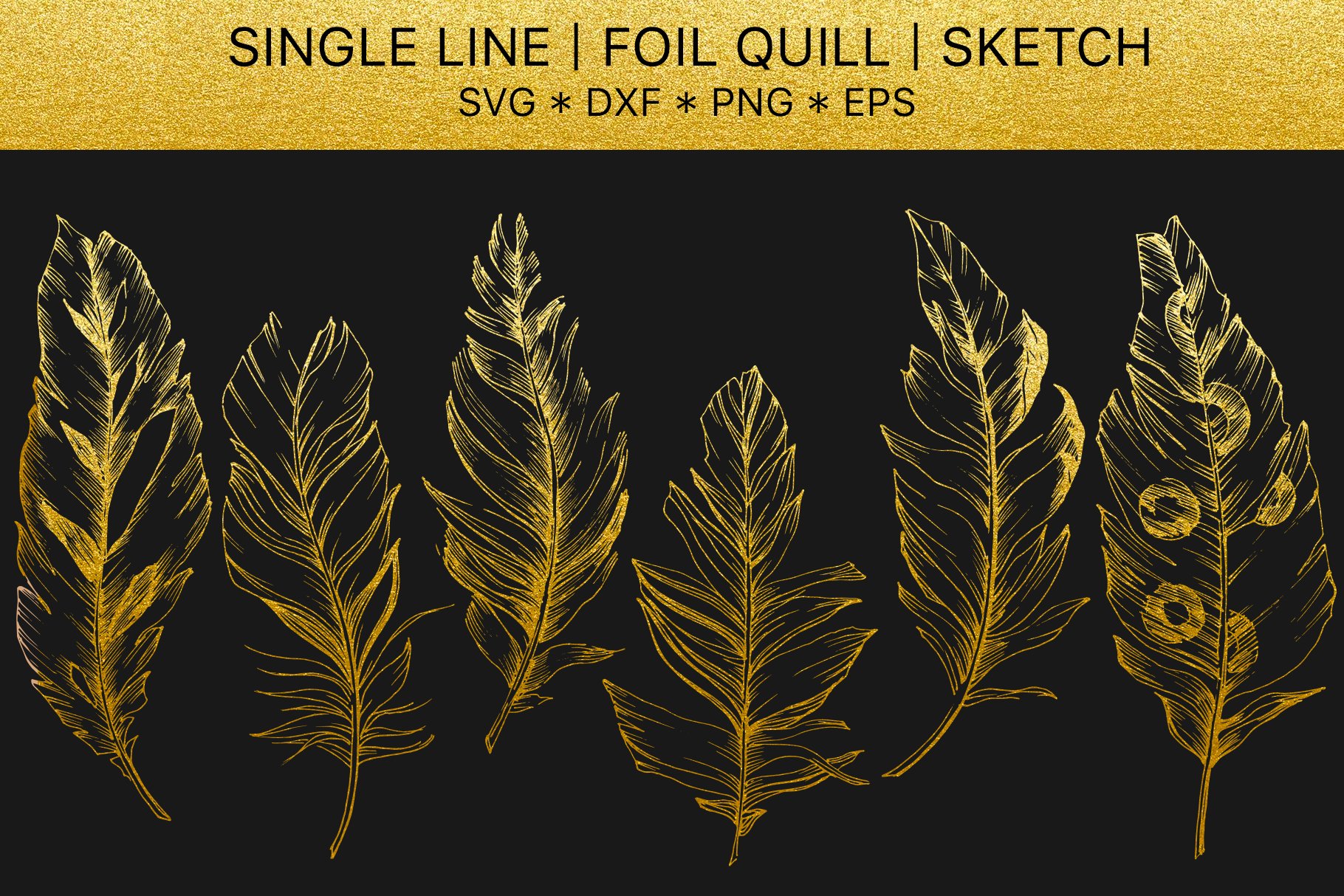 Foil quill svg Feathers golden monogram (283710) | SVGs | Design Bundles