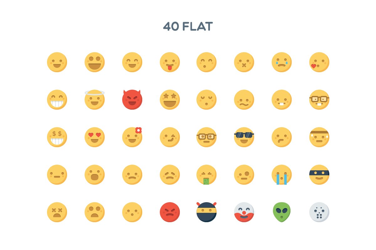 Simple Emoticons in 2 styles (6682) | Icons | Design Bundles