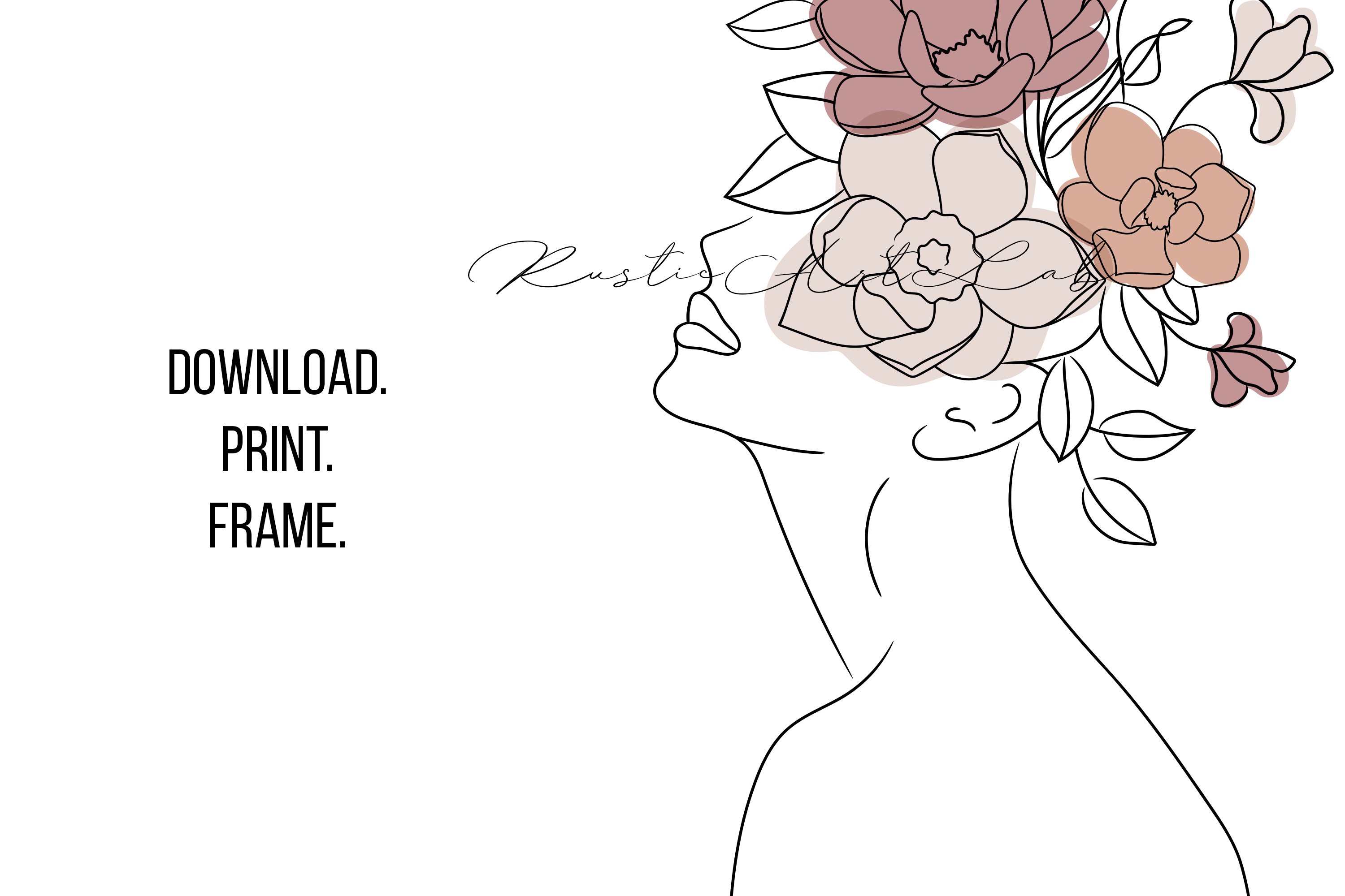 Head Of Flowers Art Print, Woman With Flower Head Wall Art (952879 ...
