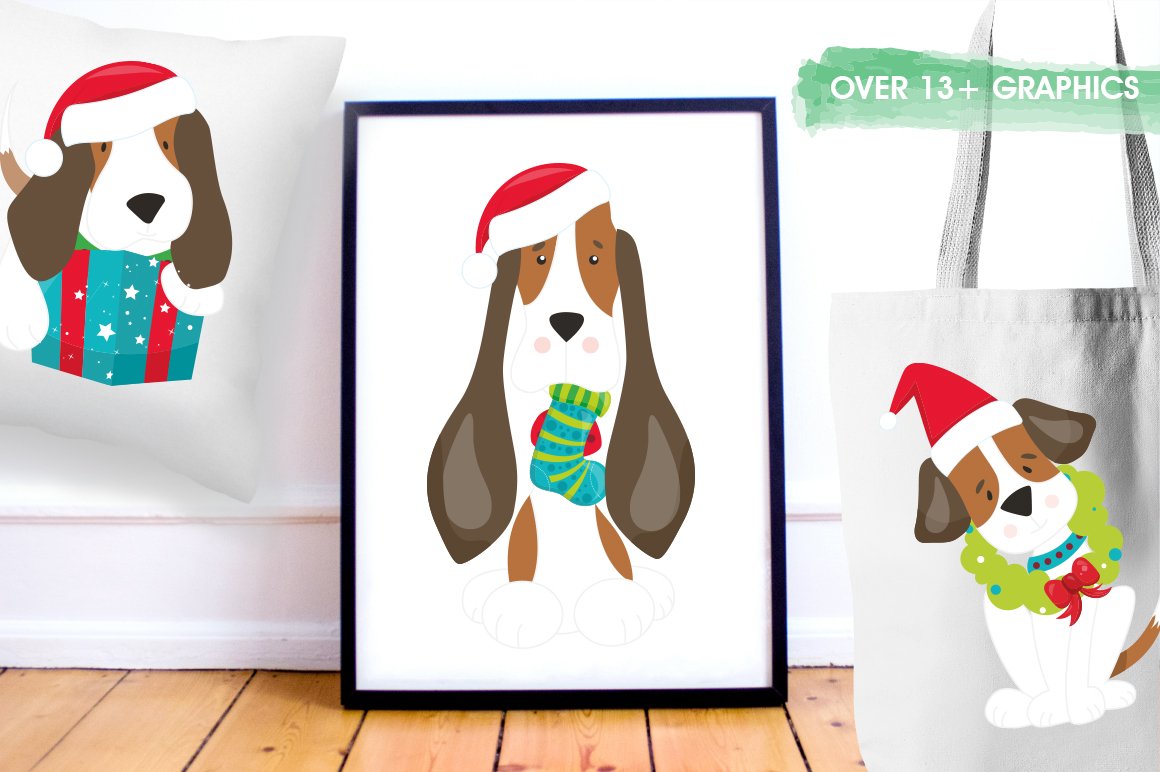 Christmas dogs and pets Graphics and illustrations