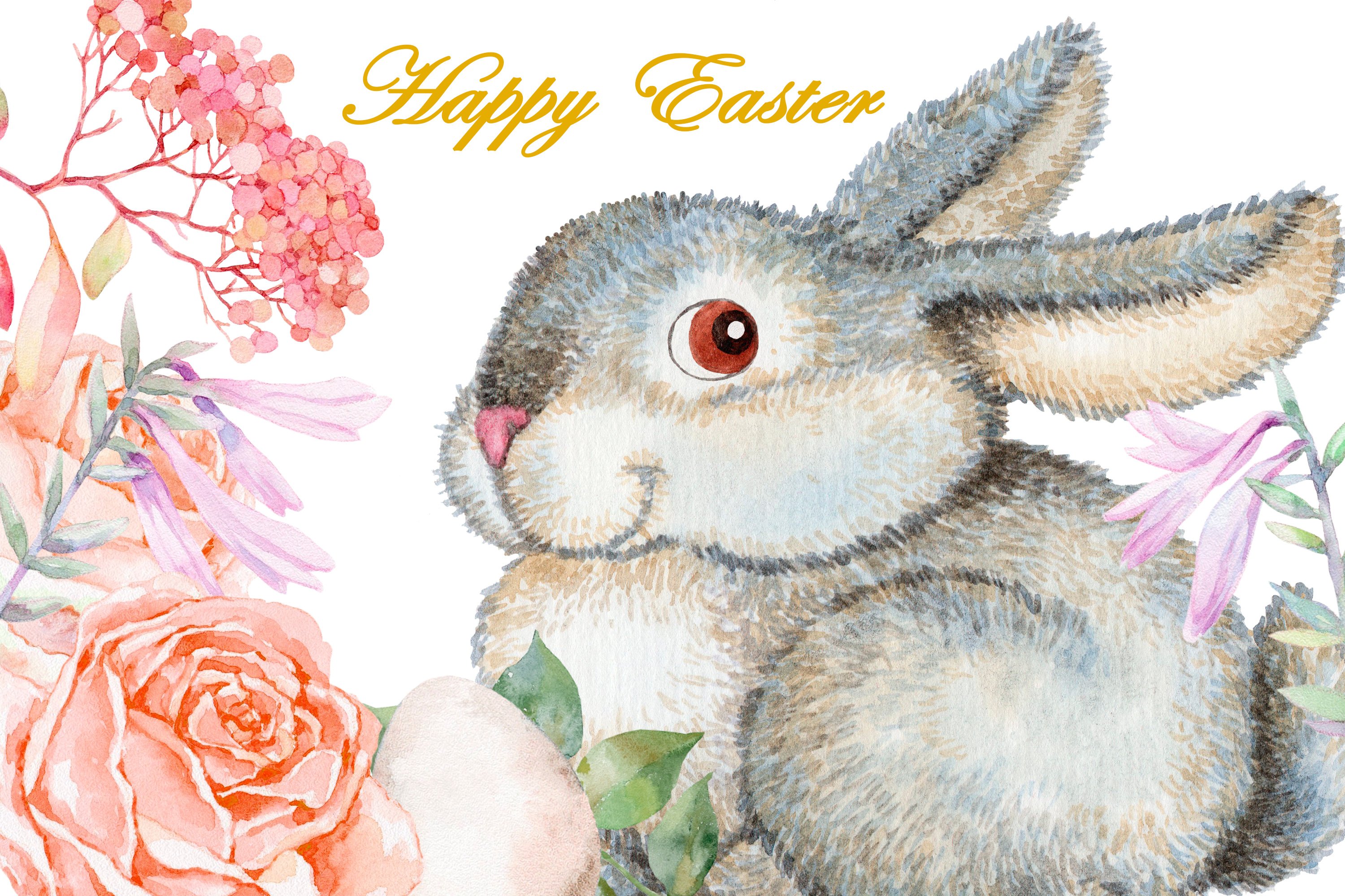 Happy Easter. Watercolor clipart collection (1224244) | Illustrations ...