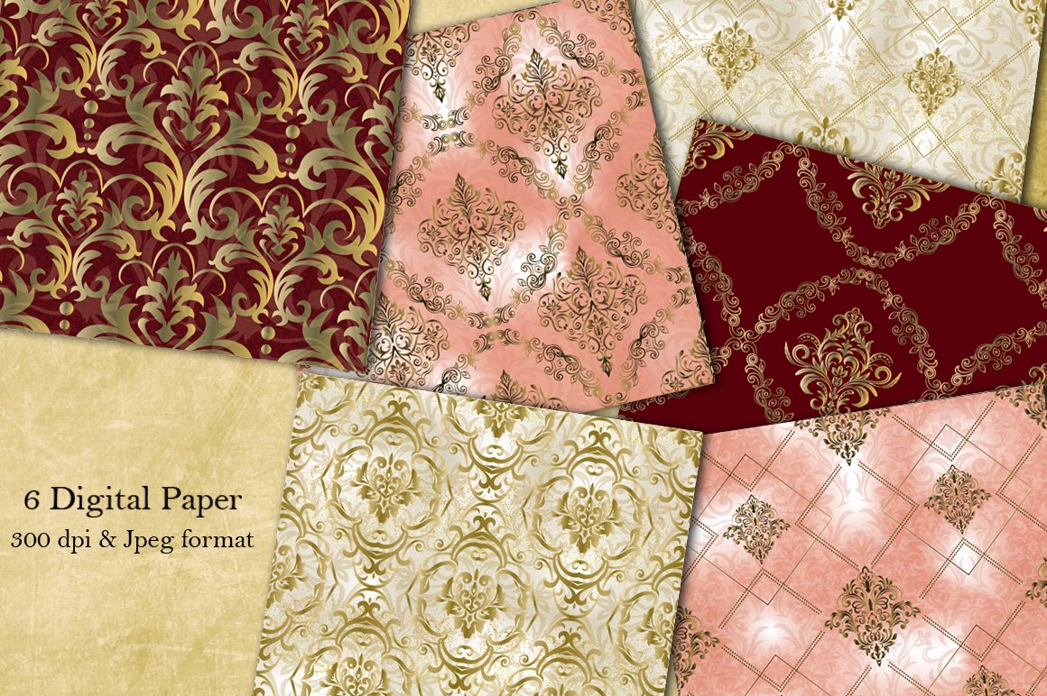 Victorian damask seamless pattern. Collection of papers (1079069 ...