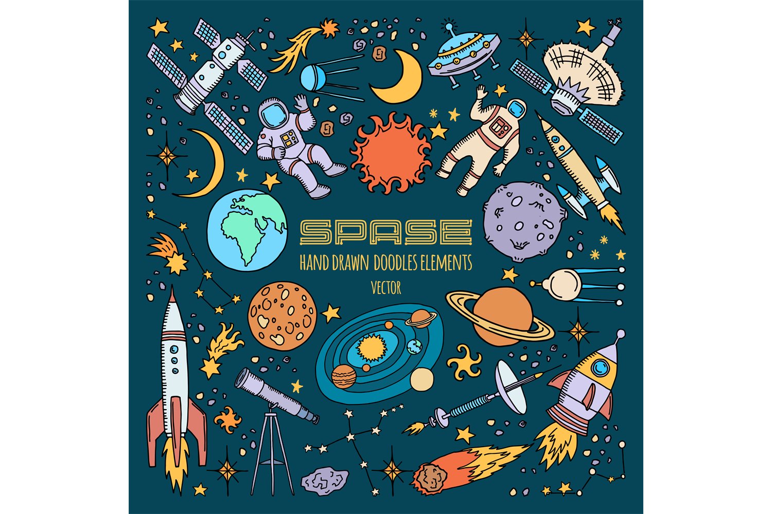 Space Objects In Universe Vector Hand Drawn Illustrations 771819 space-objects-in-universe-vector-hand-drawn-illustrations-771819