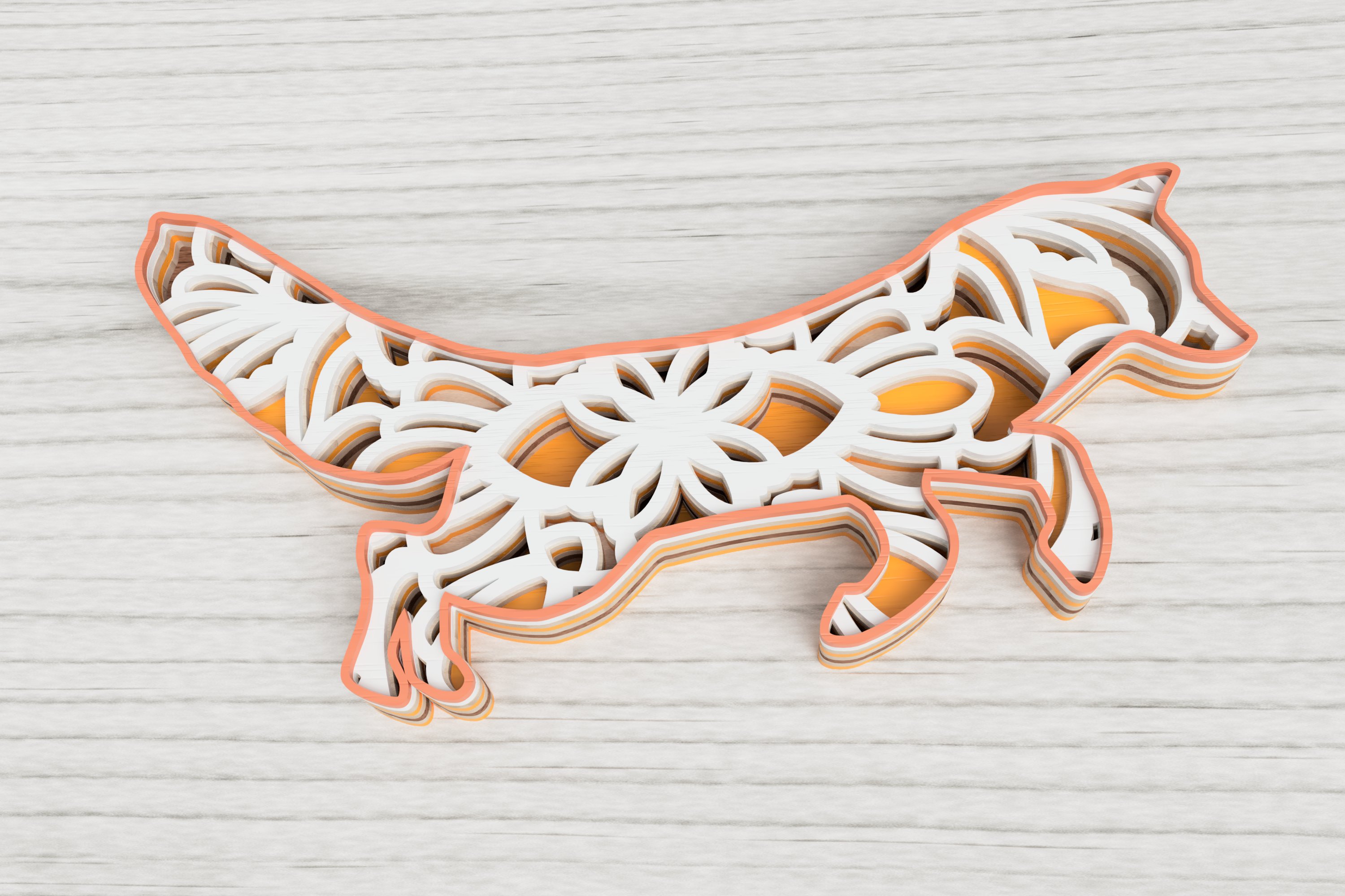 Animal laser cut file - Fox Mandala