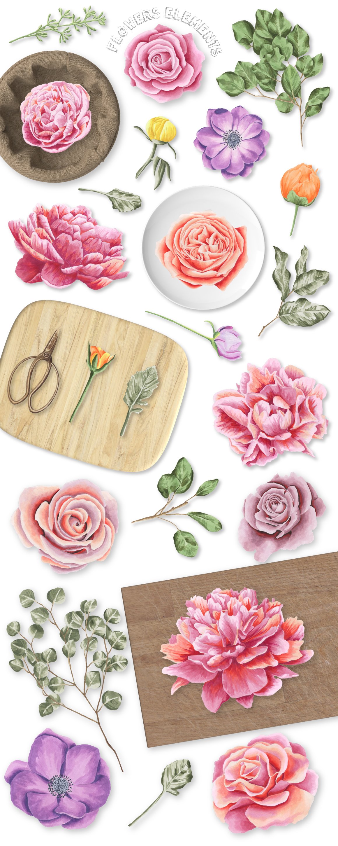 Flower Marker Collection (21813) | Illustrations | Design Bundles