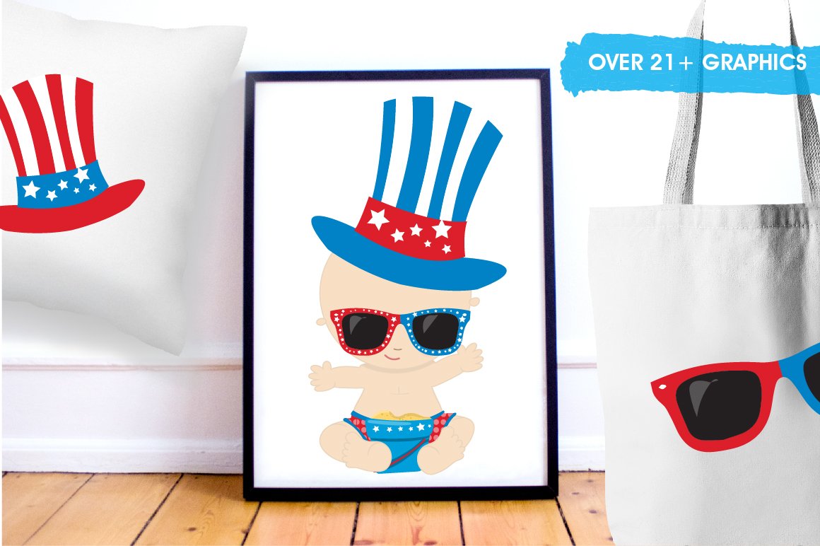 Baby 4th of July graphics and illustrations