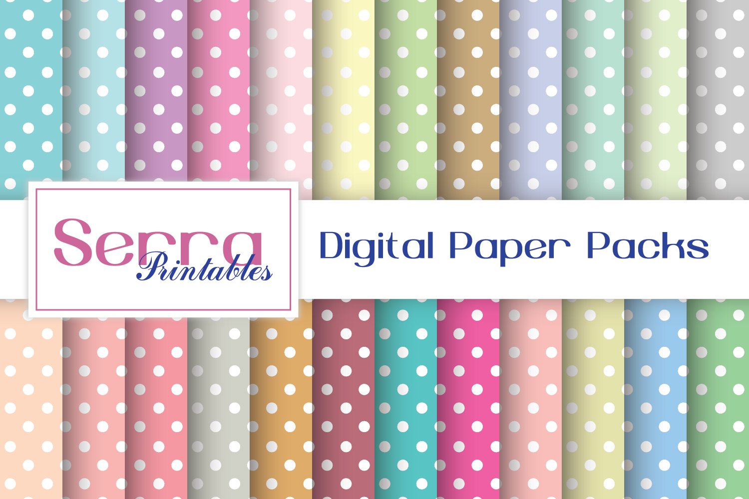 Seamless Pastel Polka dot Basic Digital paper pack (405214) | Patterns ...