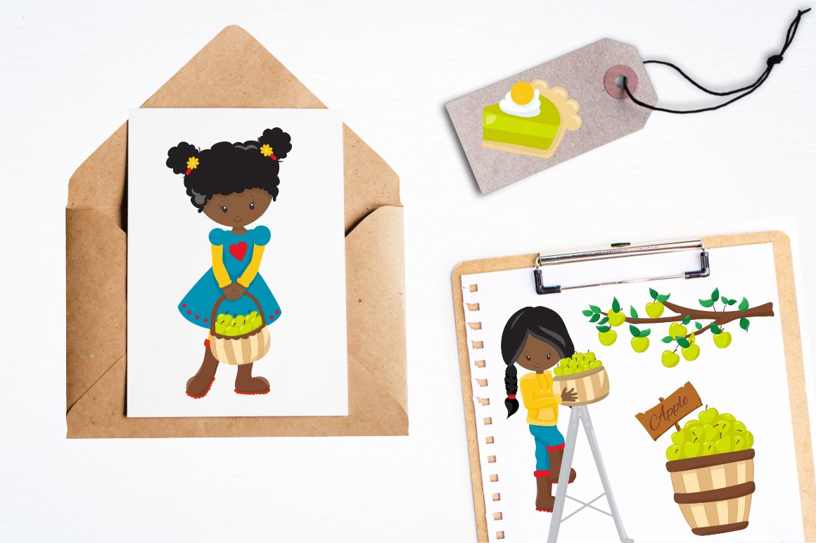 African American Apple fall girls