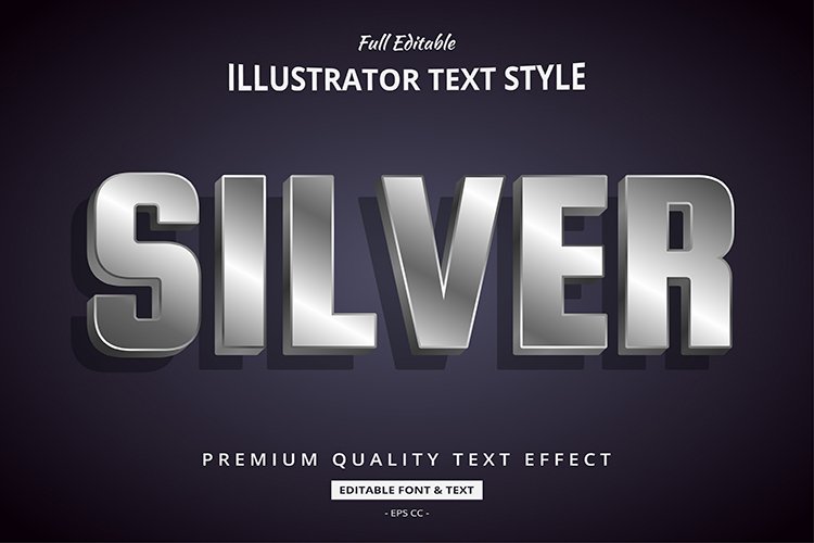 Silver 3D Illustrator Text Style Effect