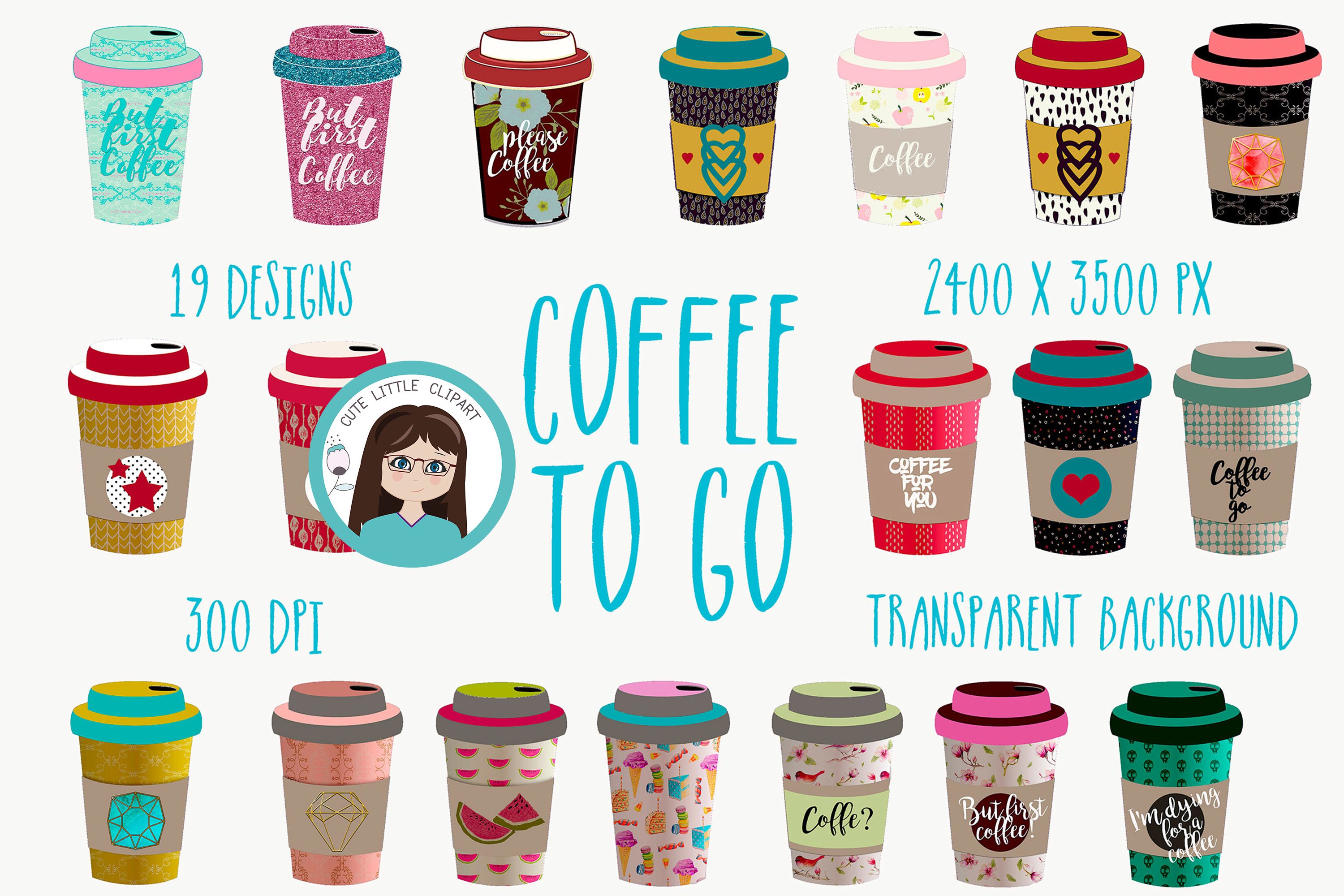 Coffee to go cliparts (292418) | Illustrations | Design Bundles