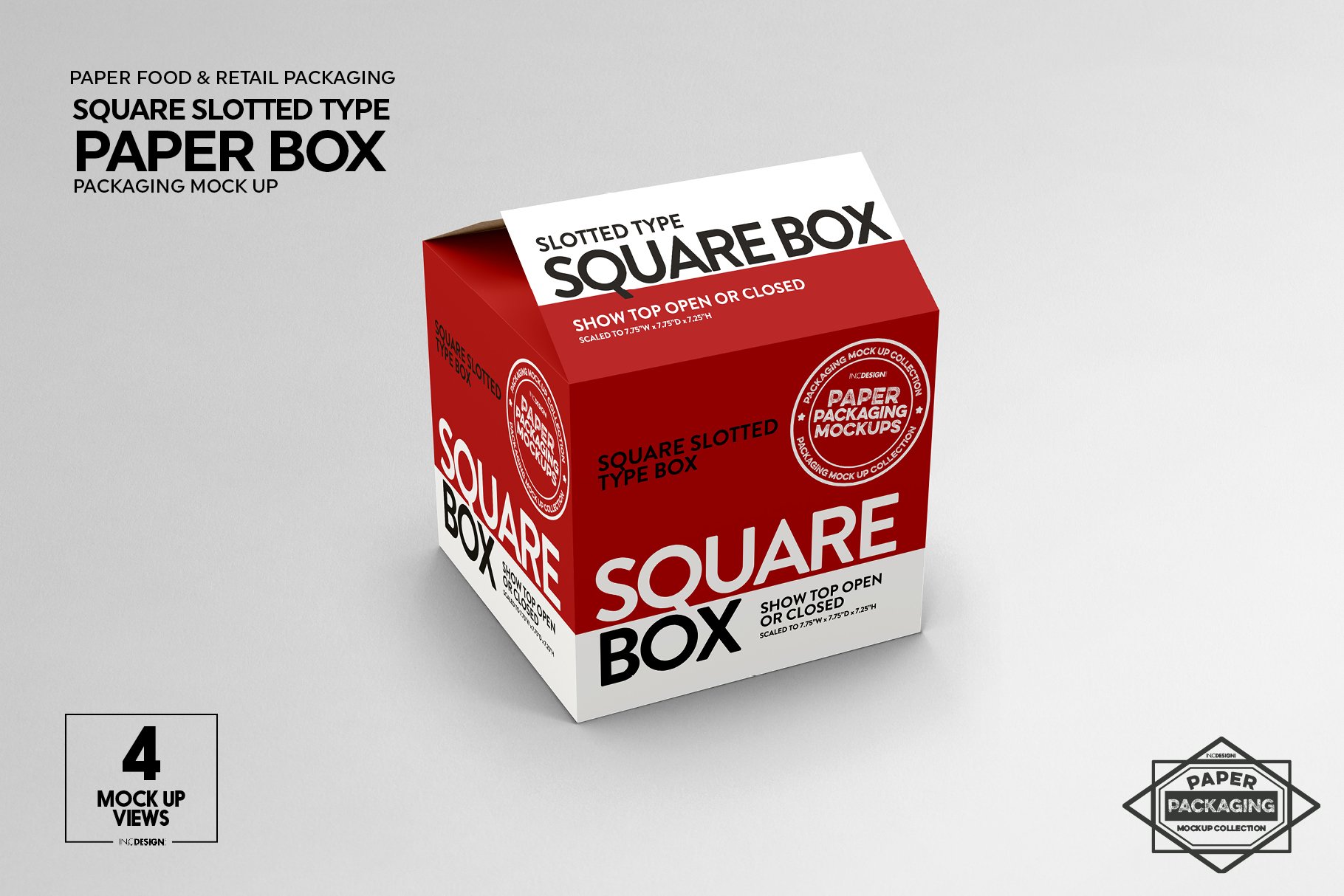 Square Slotted-Type Paper Box Packaging Mockup (405641) | Branding ...