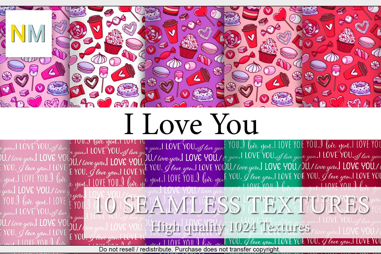 I Love You 10 Seamless Textures Harmonia NM (1181594) | Patterns ...