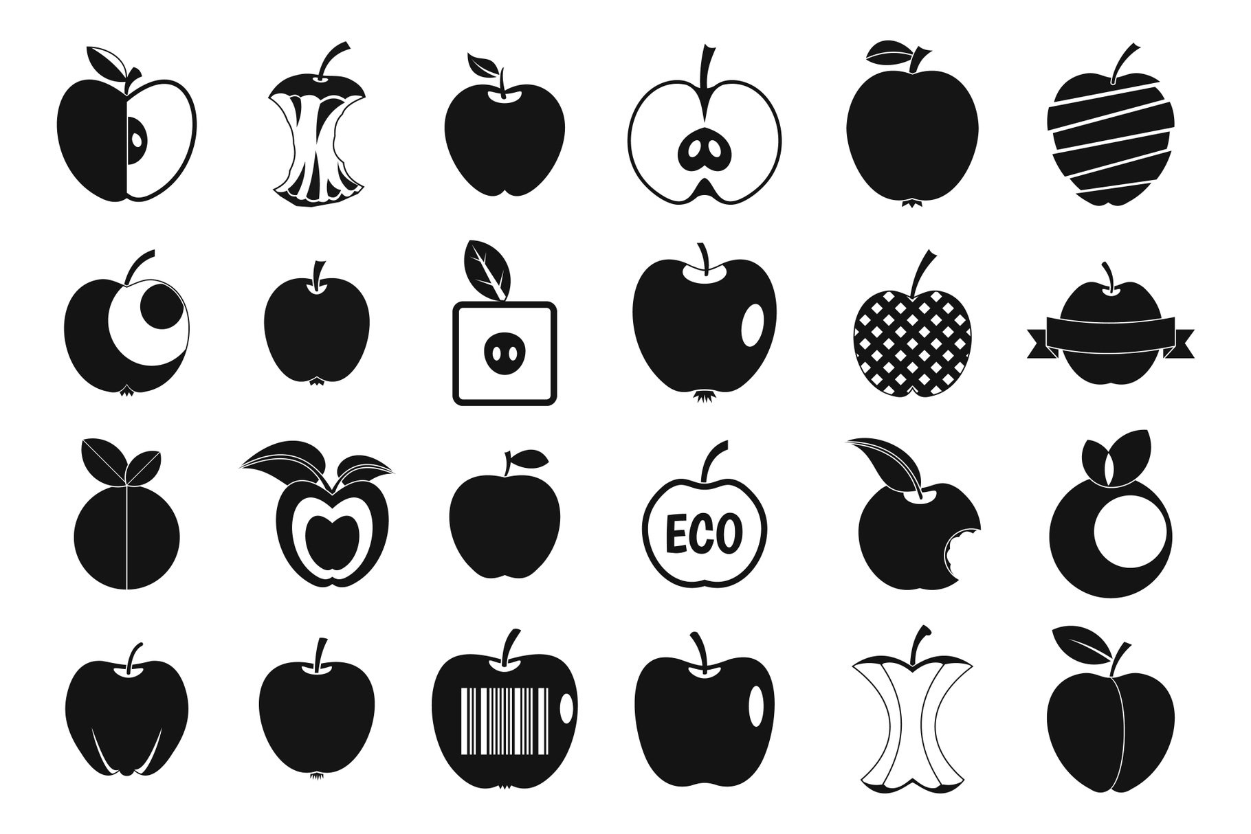 Different apple icon set, simple style (365265) | Icons | Design Bundles