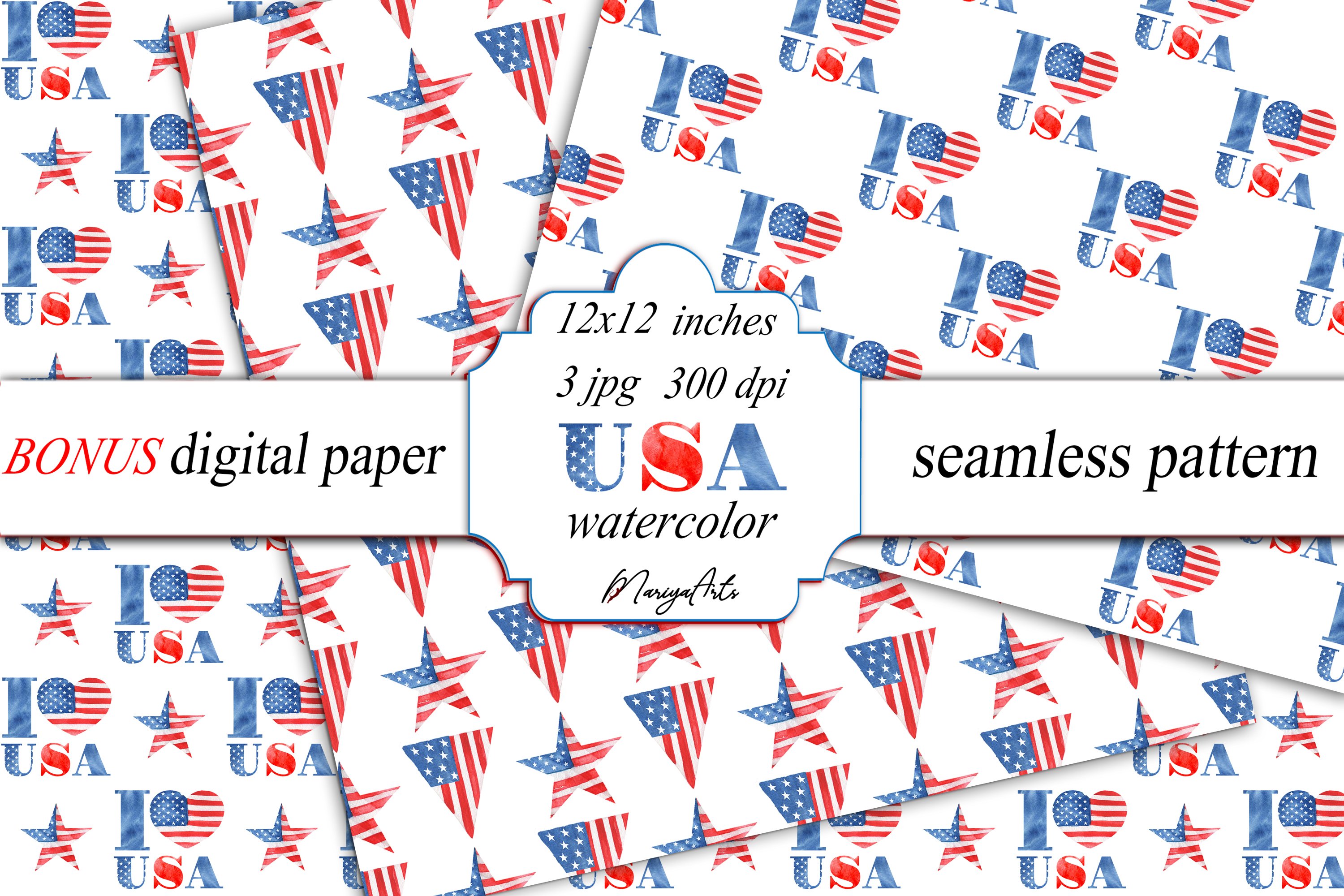 USA Flag, 4th of July, Patriotic, Hand Painted Watercolor (818887 ...