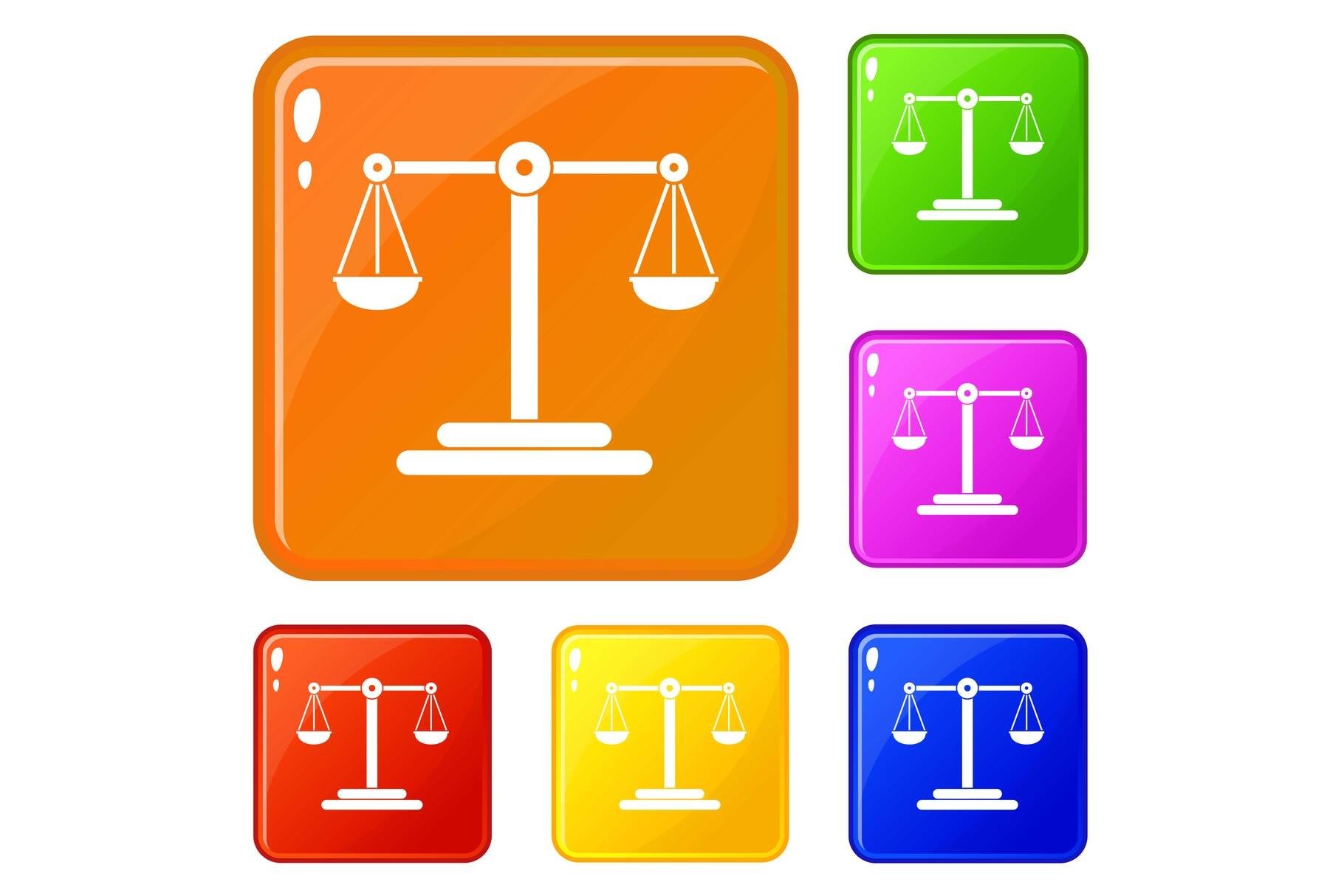 Scales balance icons set vector color (526466) | Icons | Design Bundles