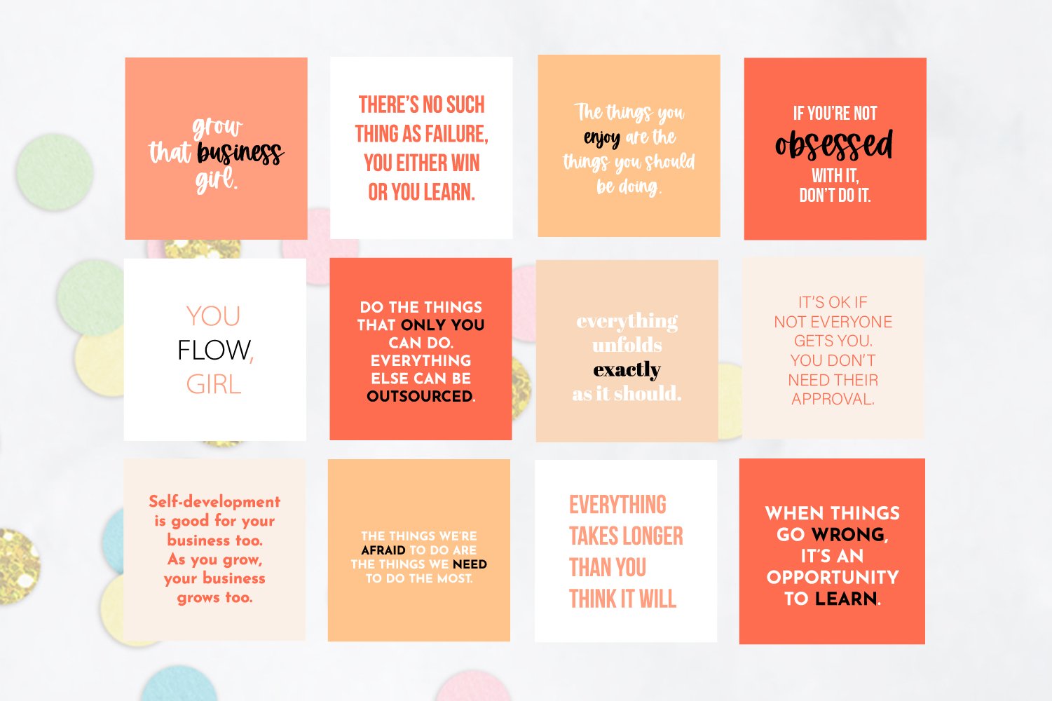 100 x Peach Business Social Media Quotes Bundle (1211427) | Instagram ...