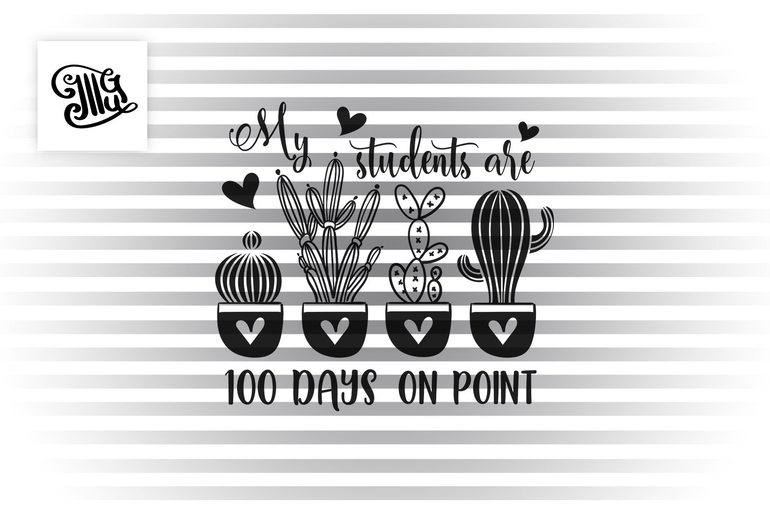 100 days of school for teacher svg with cactus clipart (412651) | SVGs ...