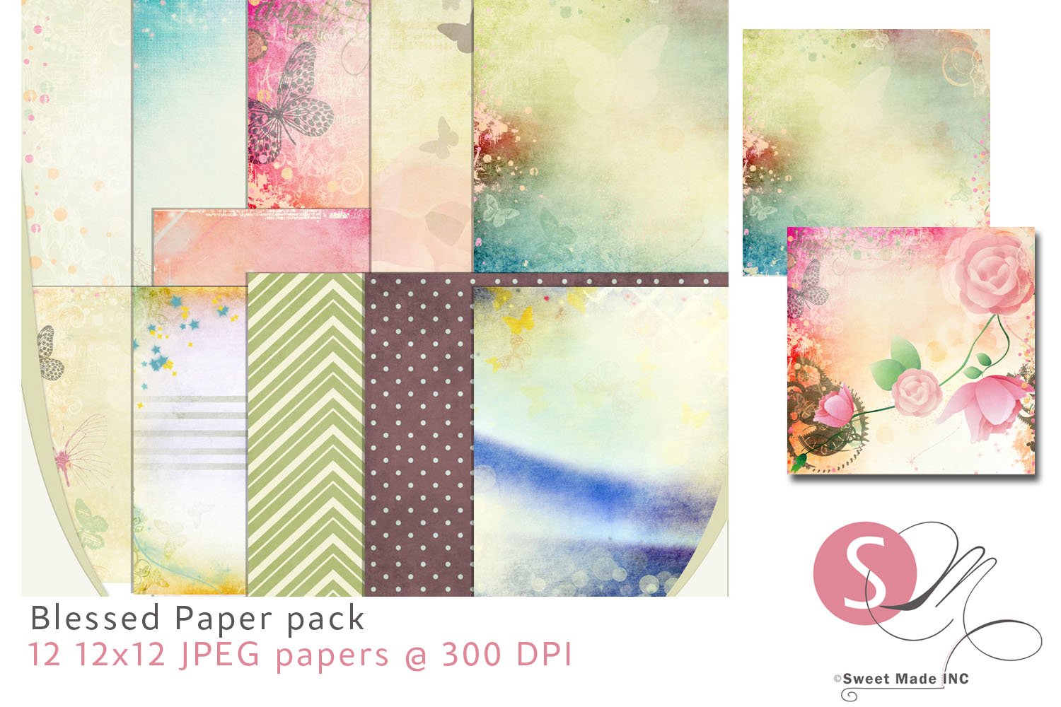 Blessed - Papers 1 (388804) | Backgrounds | Design Bundles