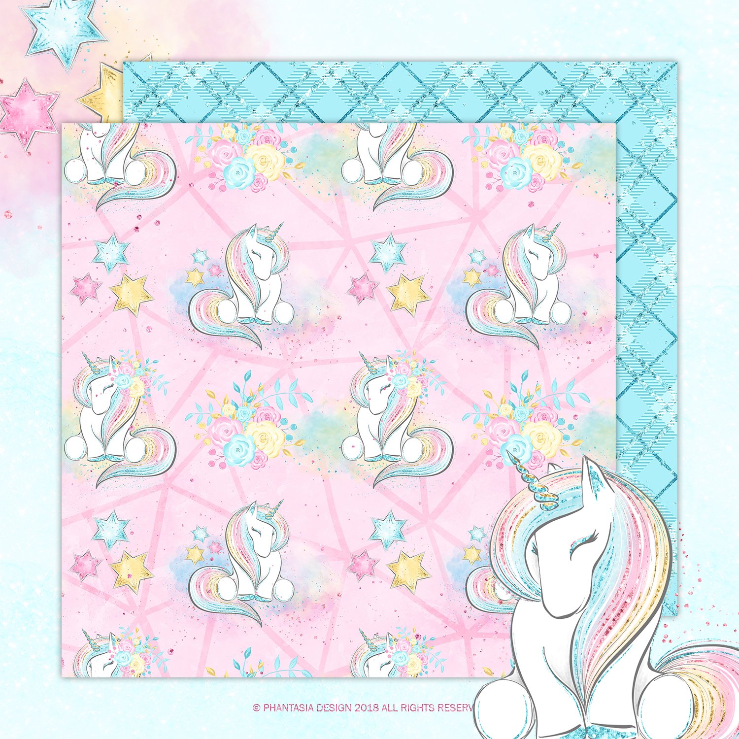 Unicorn Digital Paper (272709) | Patterns | Design Bundles