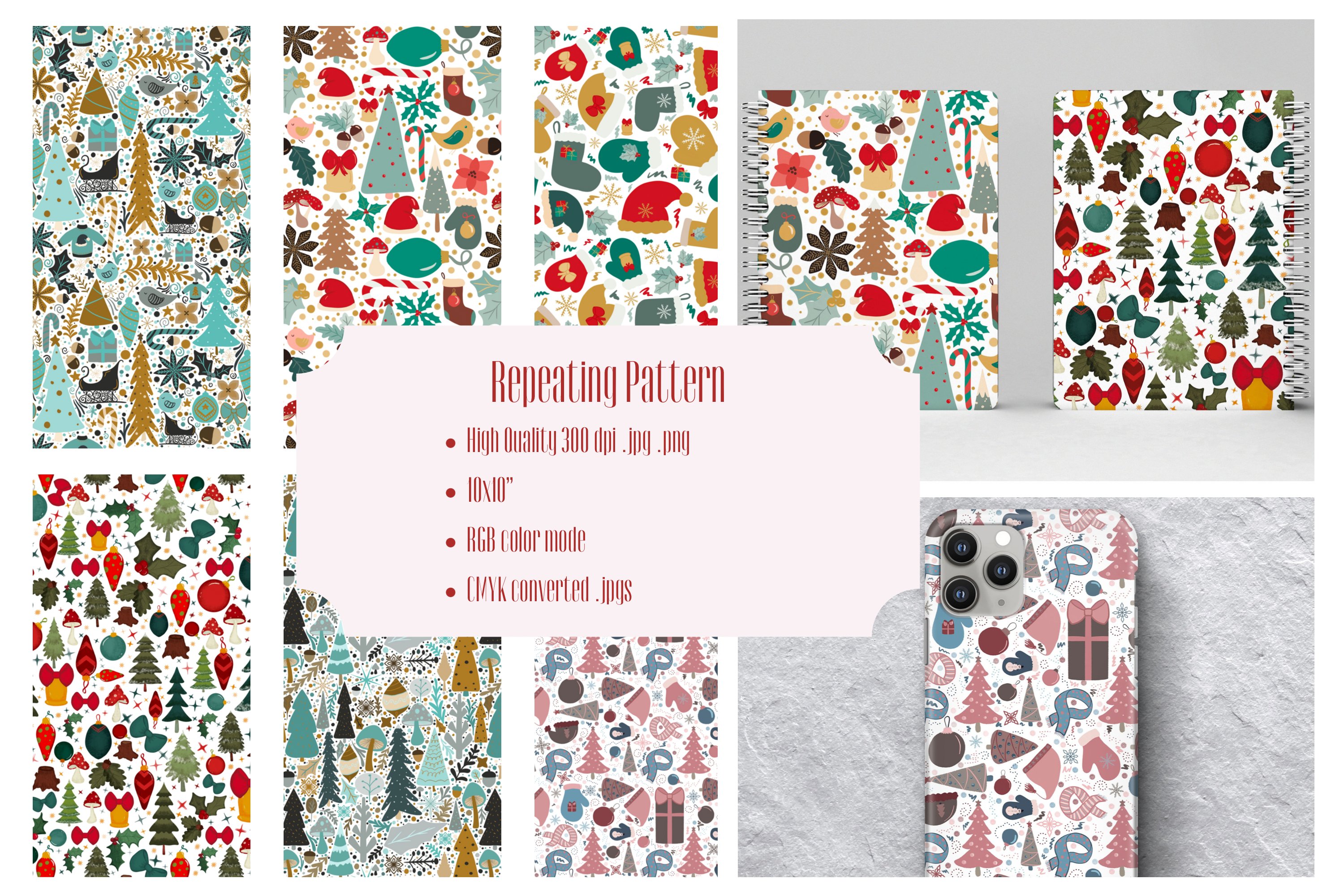 The Magic of Christmas, 6 repeating patterns RGB and CMYK (1781273 ...